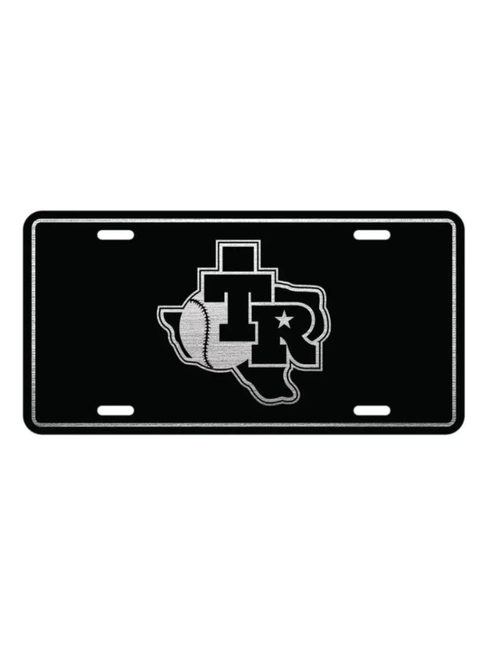 Accents | Texas Rangers Black Over Brushed Aluminum License Plate Tag ...